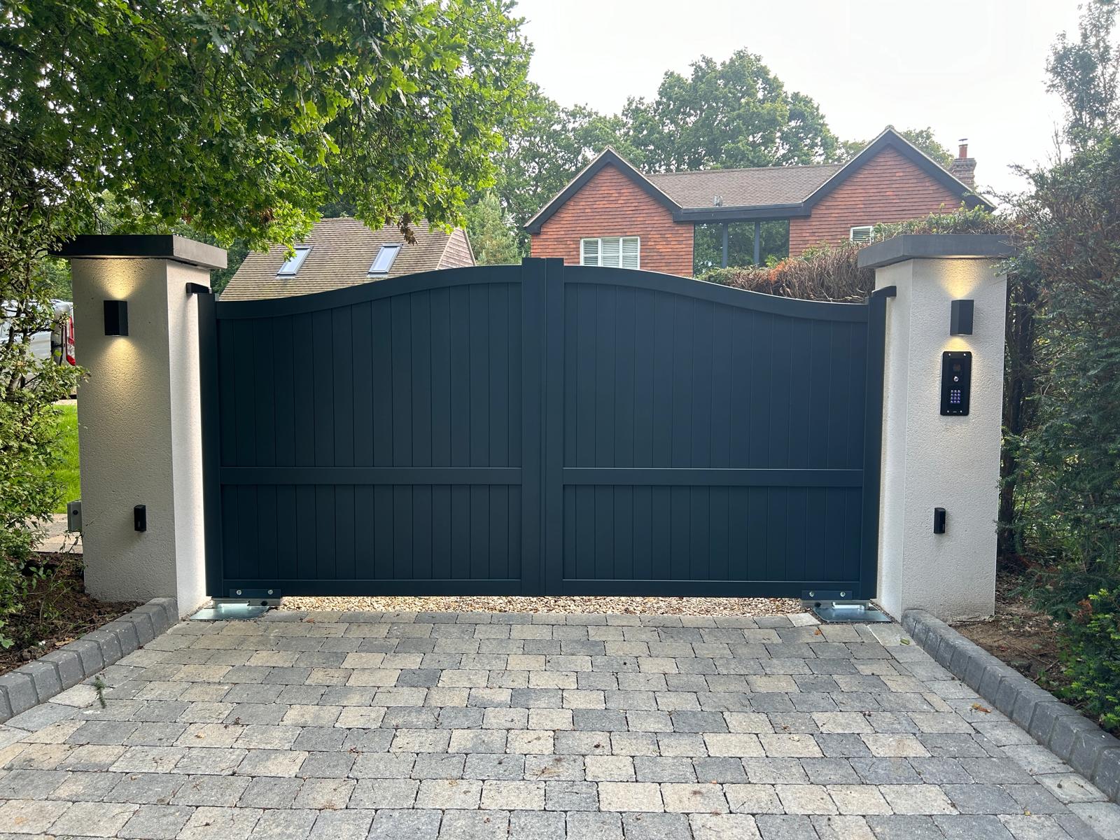 Anthracite Grey Aluminium Swing Gate Installation - Sussex Gate Services